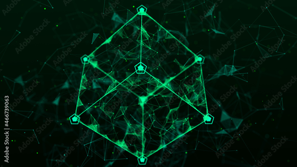 Technology Blockchain Concept Visualization Of The Dynamic Flow Of The Cryptocurrency Industry