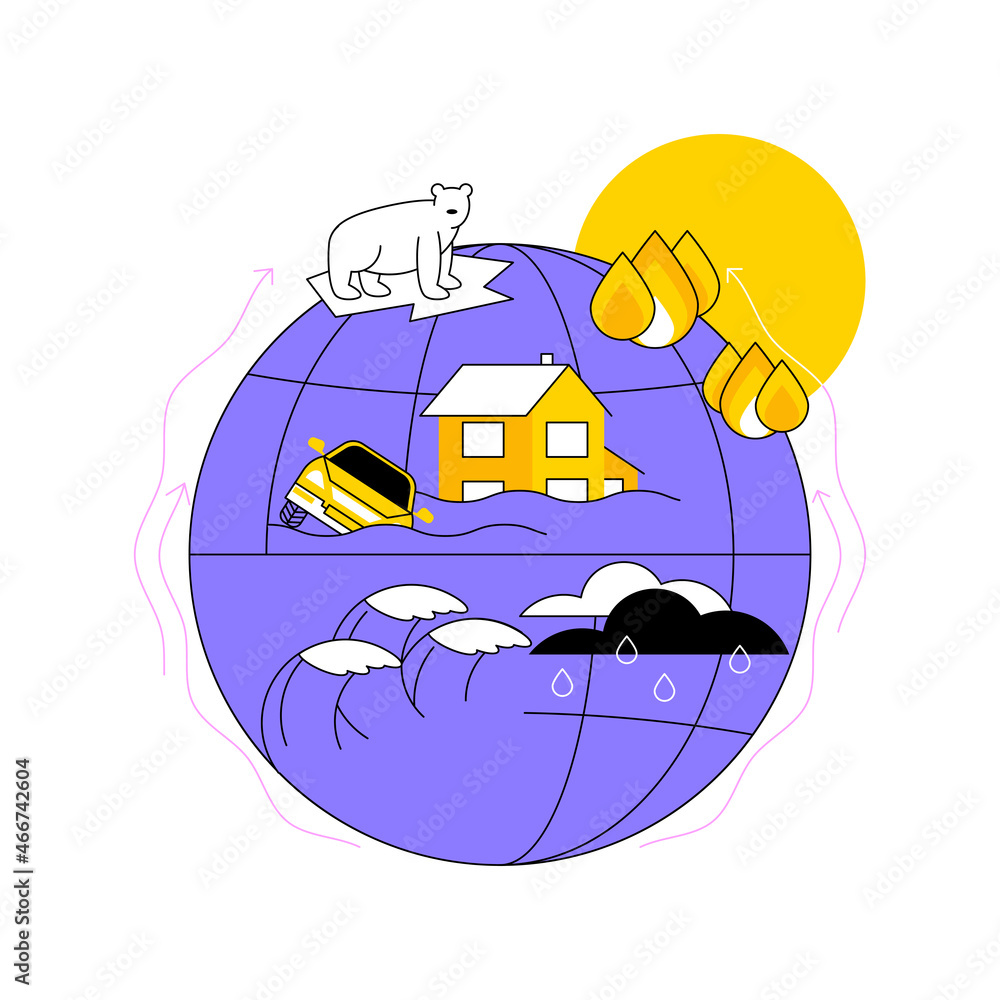 Sea level rise abstract concept vector illustration. World ocean rise ...