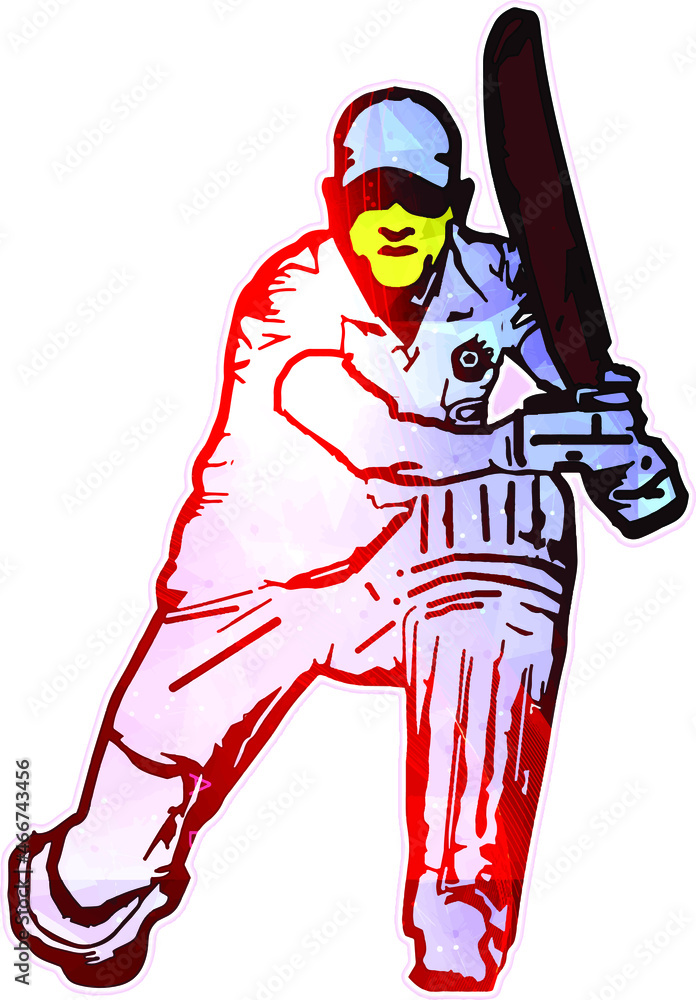 Ms Dhoni Cricket Shot Illustration, Dhoni Vector Illustration Stock ...