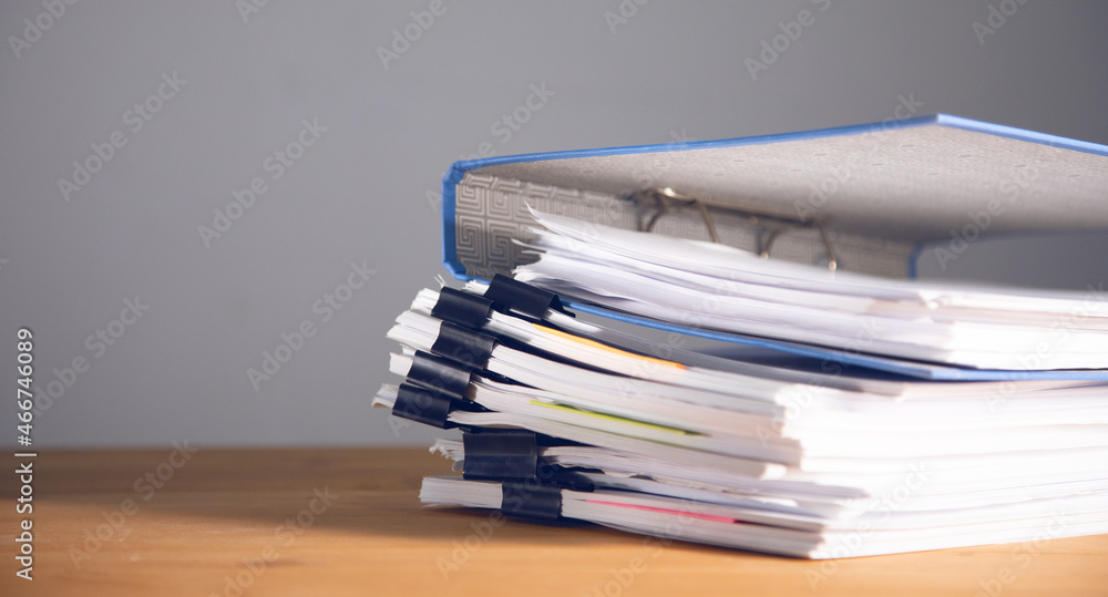 Stacks of many binders with files Stock Photo | Adobe Stock