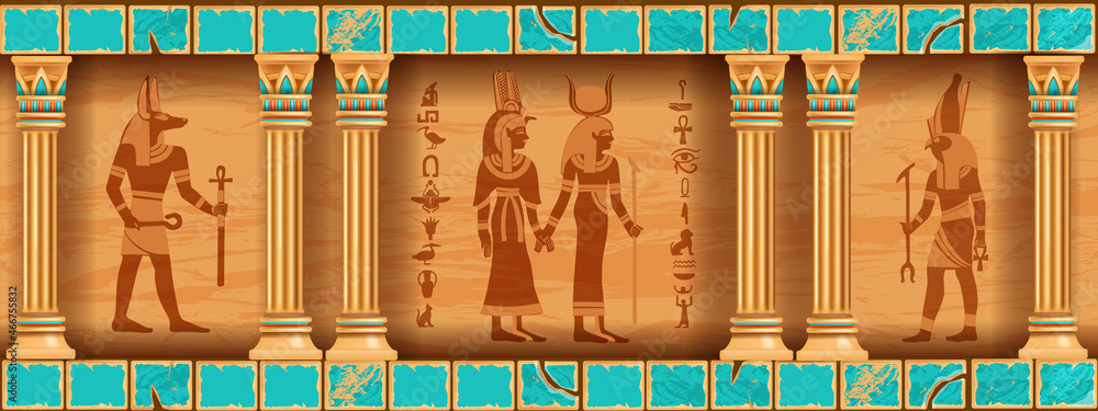 Egypt temple game background, ancient pharaoh pyramid interior, old ...