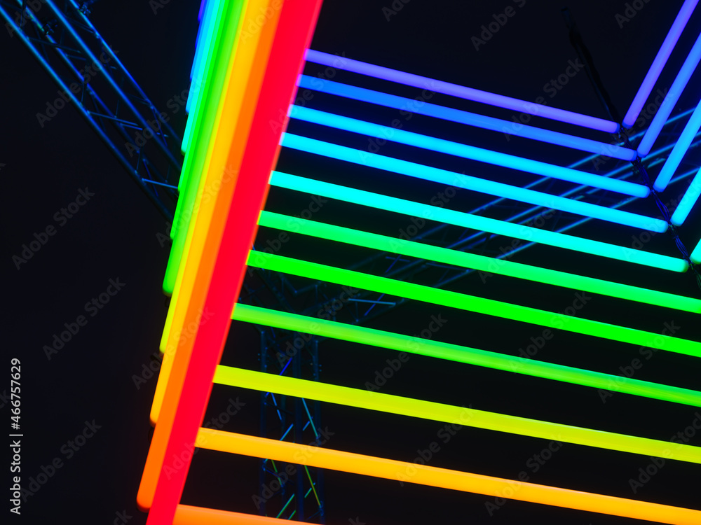 An art installation of colored lights in support of Pride, LGBT, and ...