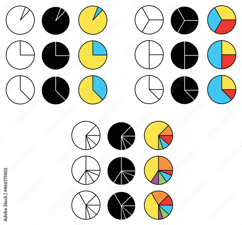 Simple Pie Graph / Chart - Outline, Silhouette and Color Stock Vector ...