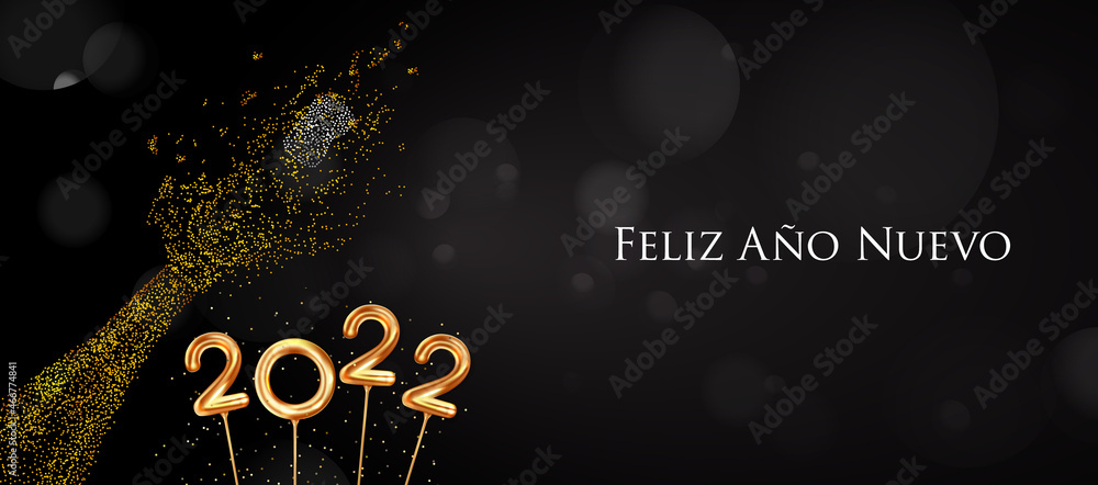 2022 New Year Spanish greeting card (Feliz Año Nuevo 2022). Spanish ...