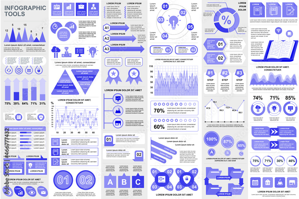 Bundle infographic elements data visualization vector design template ...