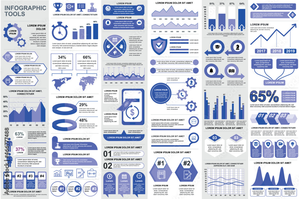 Vetor de Bundle infographic elements data visualization vector design ...