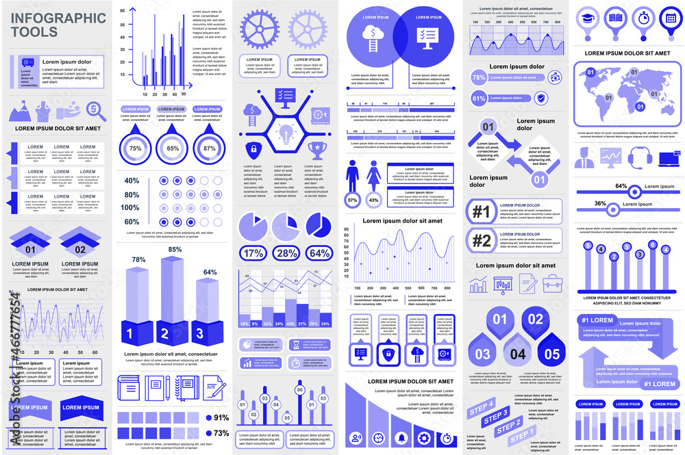Bundle infographic elements data visualization vector design template ...