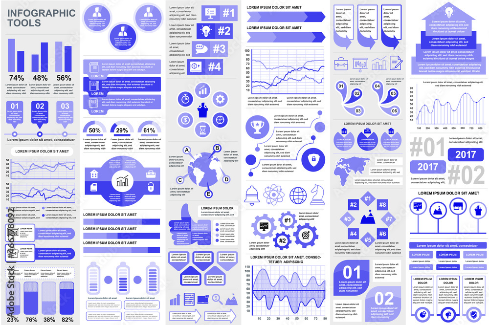 Bundle infographic elements data visualization vector design template ...