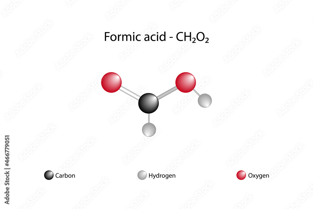 Vetor de Molecular formula of formic acid. Formic acid is a one-carbon ...