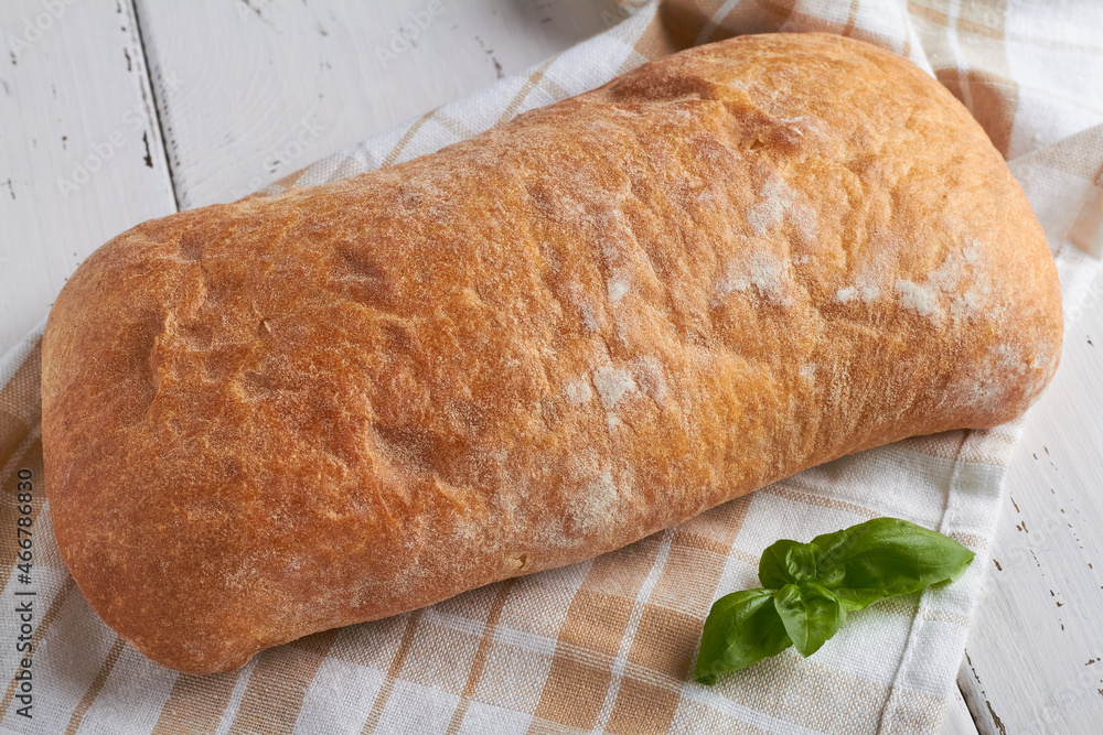 ciabatta is an Italian white bread made from wheat flour water salt ...