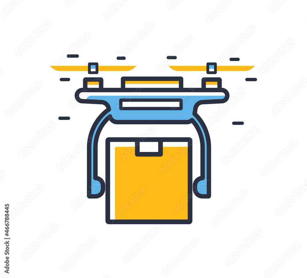 Drone icon. Drone to transport a parcel isolated on white background ...
