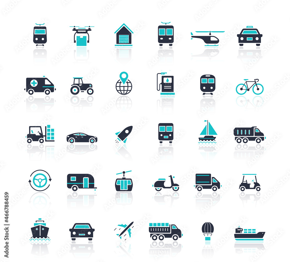 Transport icons. Set vector line icons in flat design of transport ...