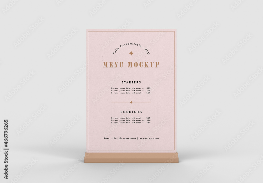 Front View of Menu Mockup Stock Template | Adobe Stock