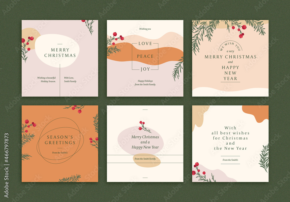 Modern Christmas Social Media Post Layout Set Stock Template | Adobe Stock