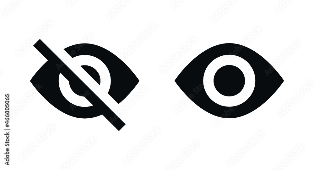 eye icon, blind symbol, See and unsee icons, Hide icon, incognito mood ...