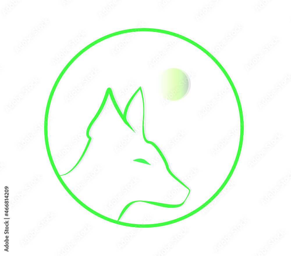 nature wildlife wolf green logo emblem art tattoo style design concept ...
