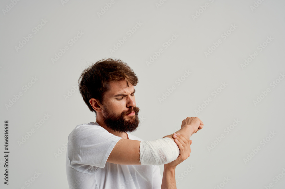 sick man hand injury treatment health problems emotions hospital ...