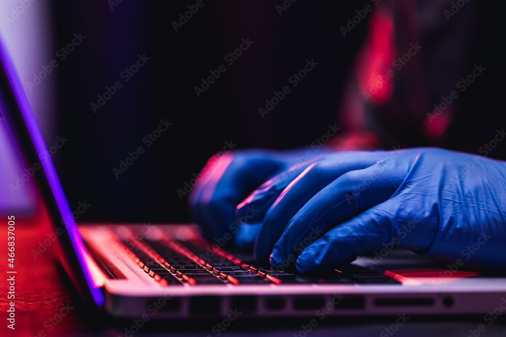 Close up hands Hackers. Hacking to steal important information. Use a ...