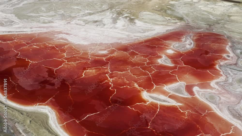 Owens lake in Death Valley, California, USA 4K aerial. Mining of potash ...