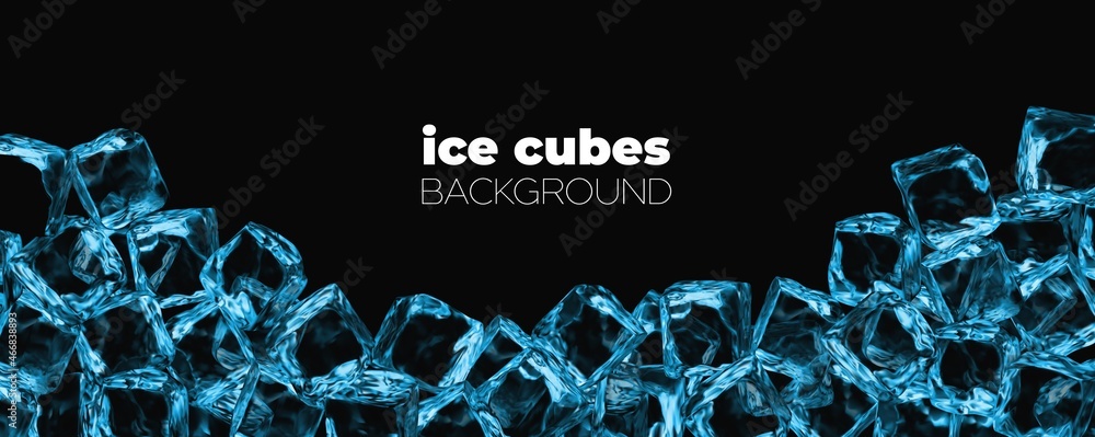 Realistic ice cubes background, crystal ice blocks and blue cold frozen ...