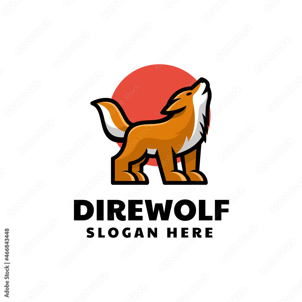 Vector Logo Illustration Direwolf Simple Mascot Style. Stock Vector ...