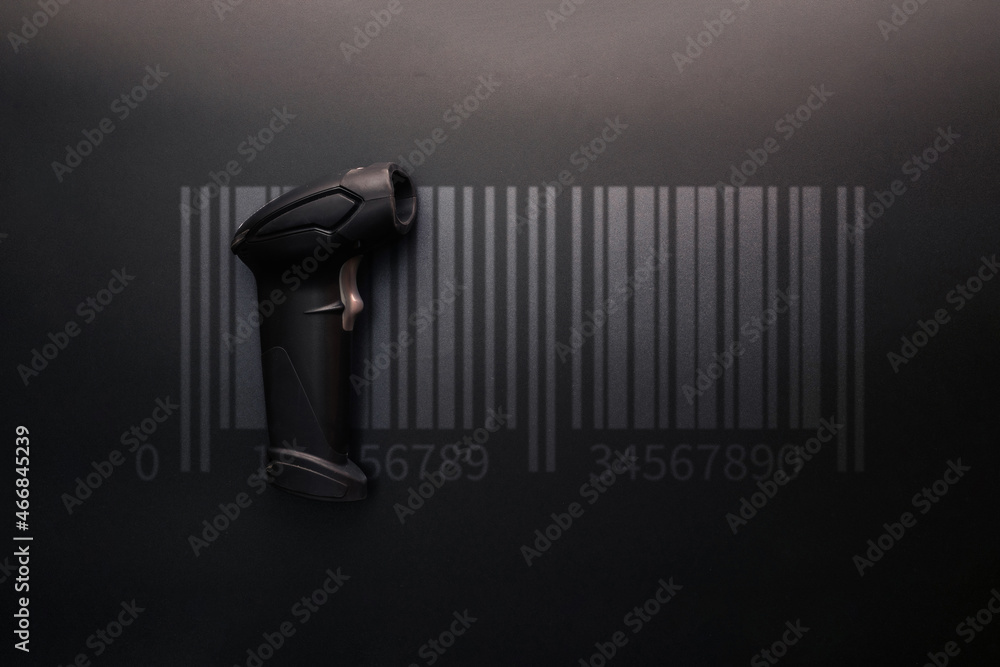 Barcode concept. Retail label barcode scan. Reader laser scanner for ...