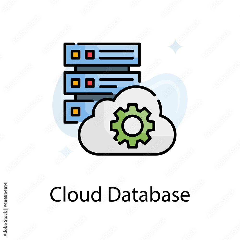 Cloud Database Vector Fill Outline Icon Design Illustration Web Analytics Symbol On White