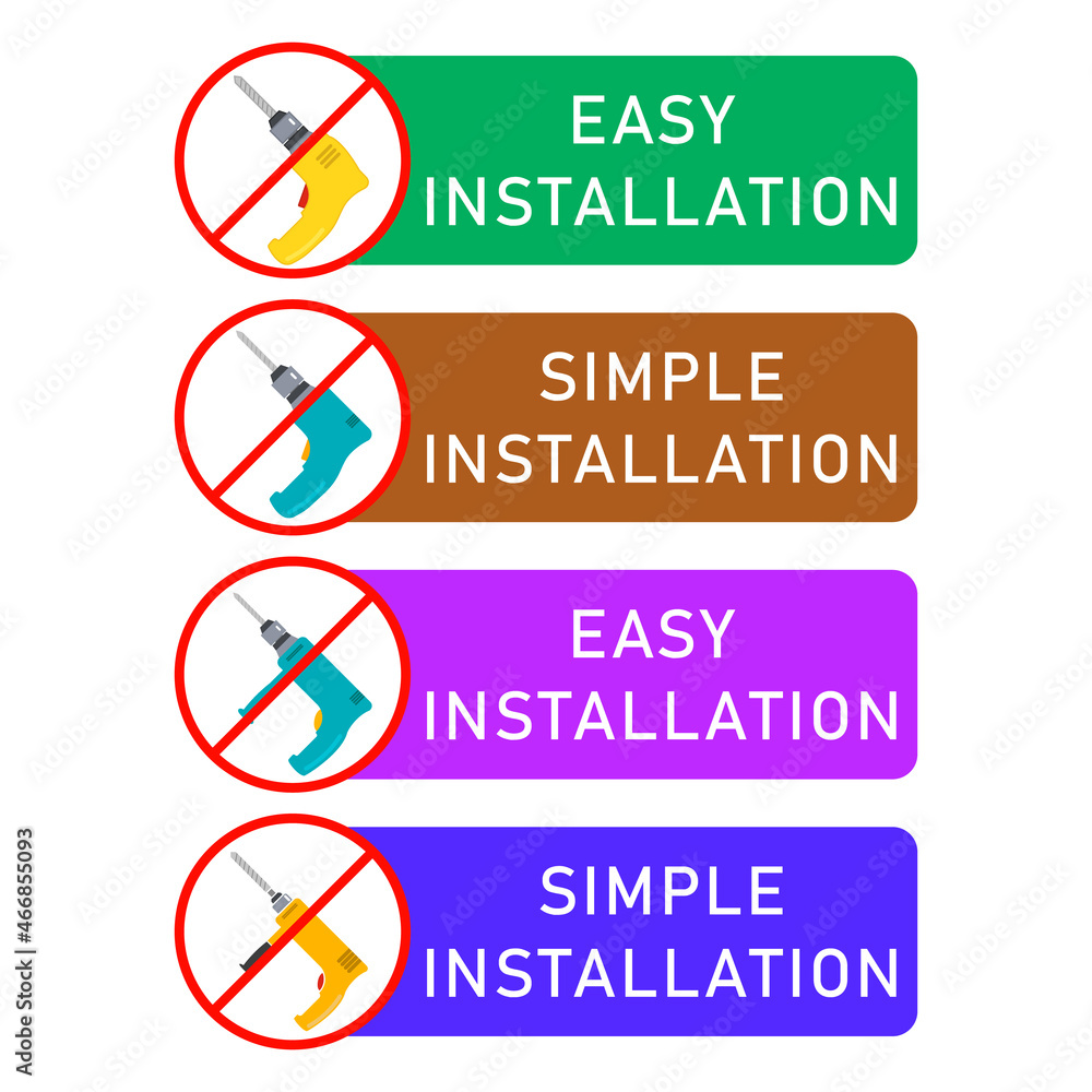 Easy installation and simple installation icon with power drill symbol ...