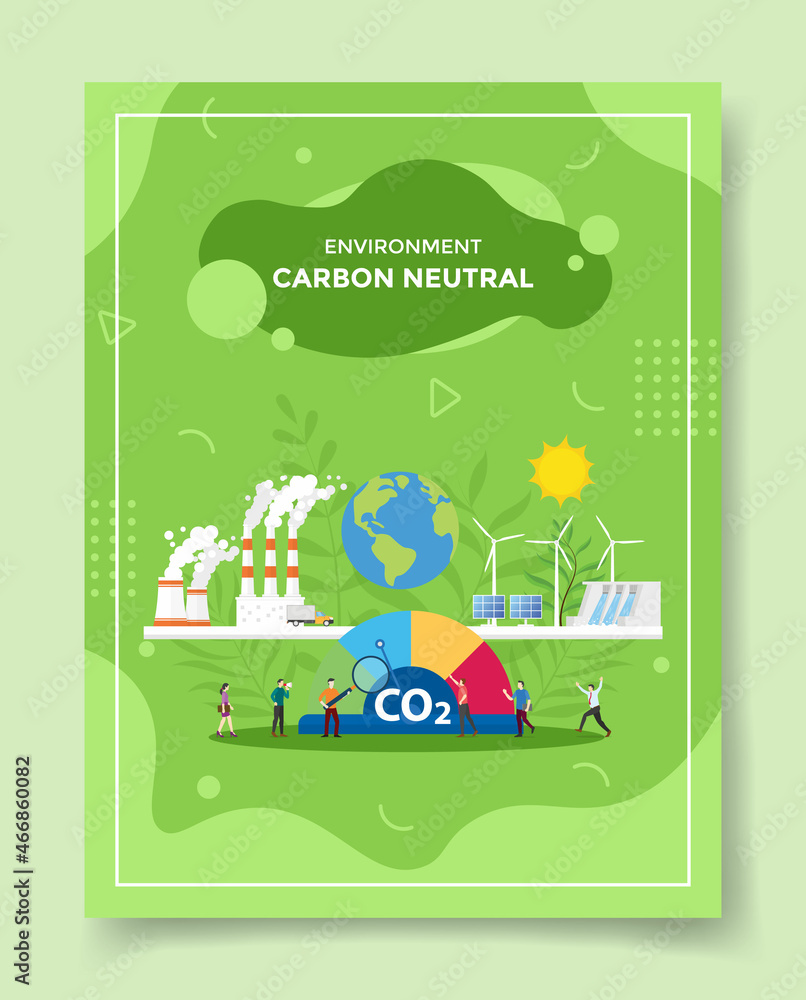 carbon neutral co2 balance for template of banners, flyer, books, and ...
