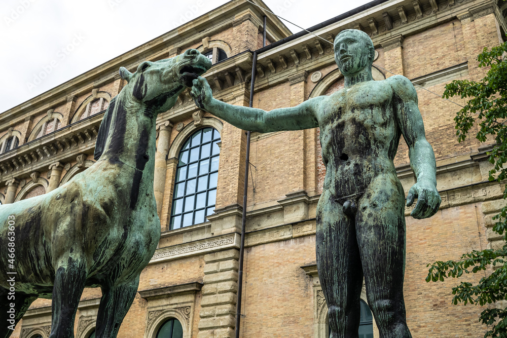 Horse statue at the Quater near the Pinakotheken Museum, Munich ...