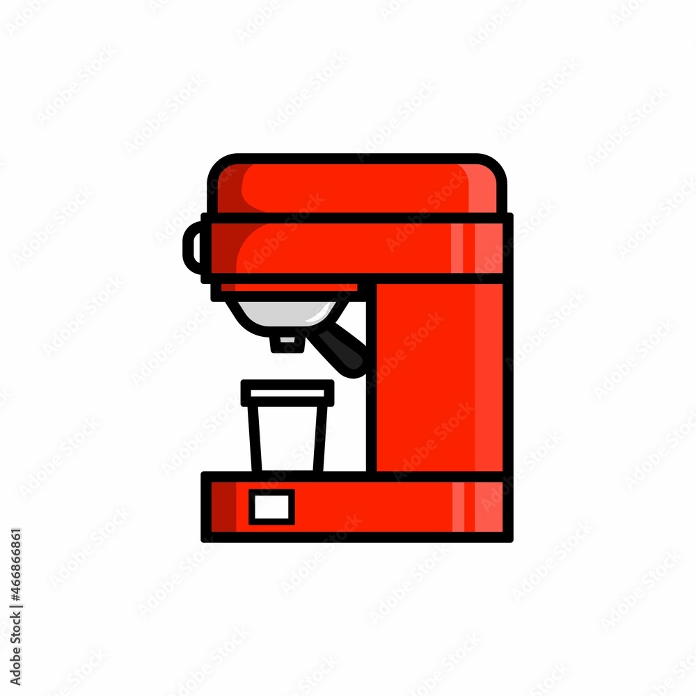 Red Coffee Maker Tool Side View Vector Illustration On White Background ...