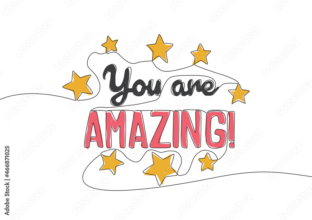 One continuous line drawing of motivational and inspirational lettering ...