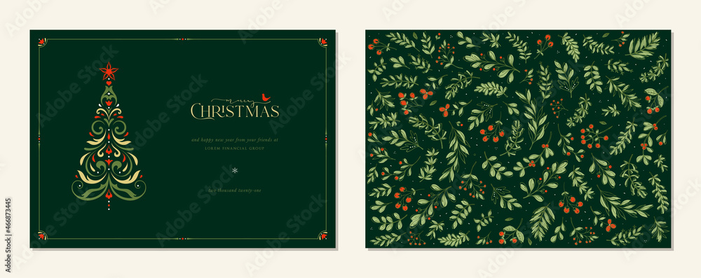 Merry and Bright Horizontal Holiday cards. Christmas, Holiday templates ...