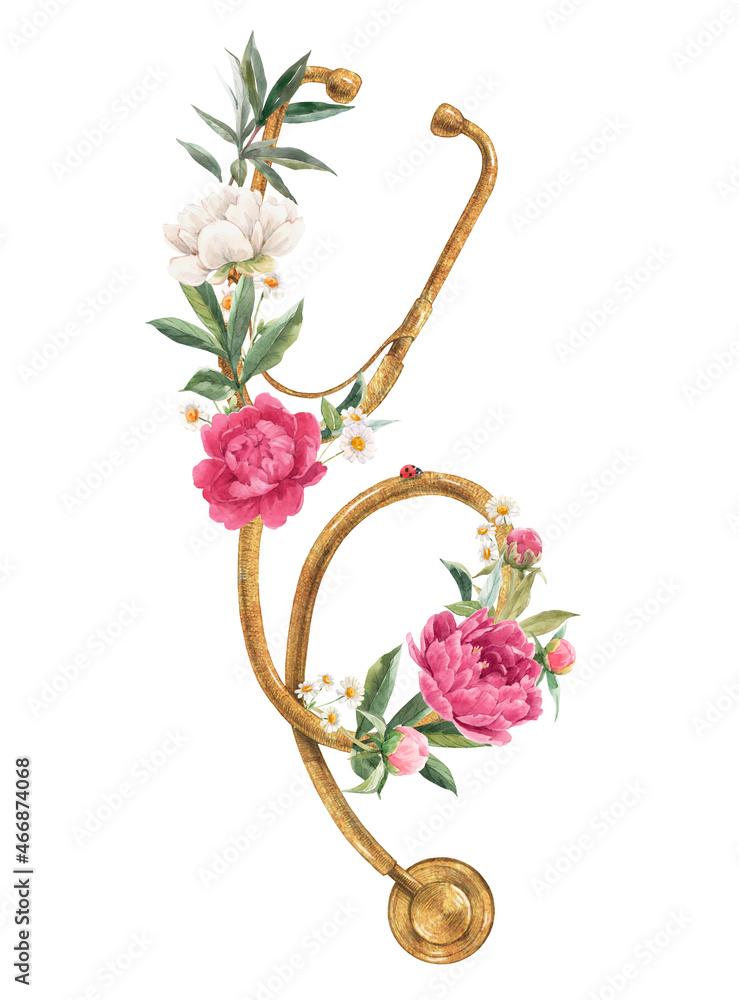 Beautiful stock clip art illustration with hand drawn watercolor doctor ...