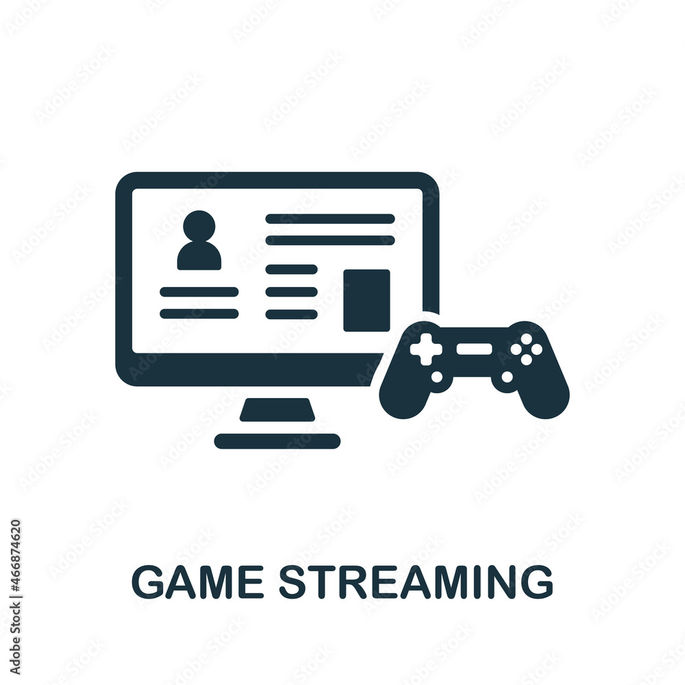Game Streaming icon. Monochrome sign from social media marketing ...
