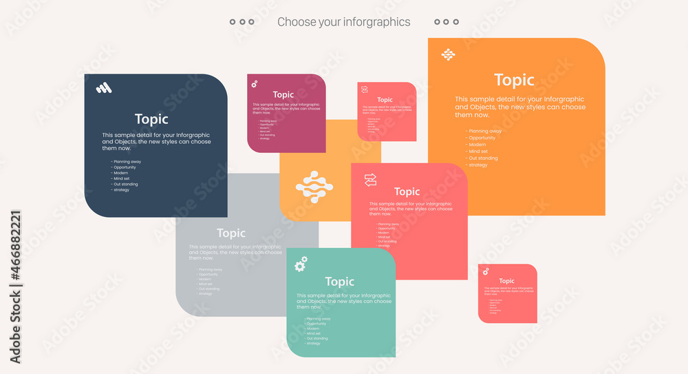 infographic design with many colors that used for Process and option ...