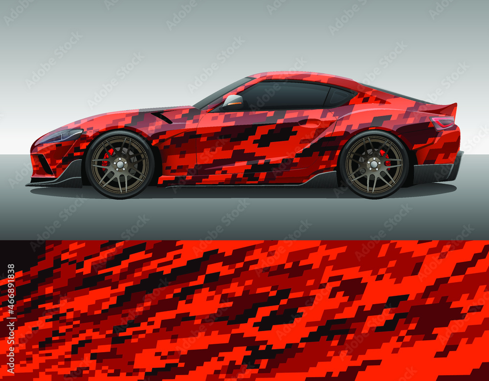 Red Digital Camo Car