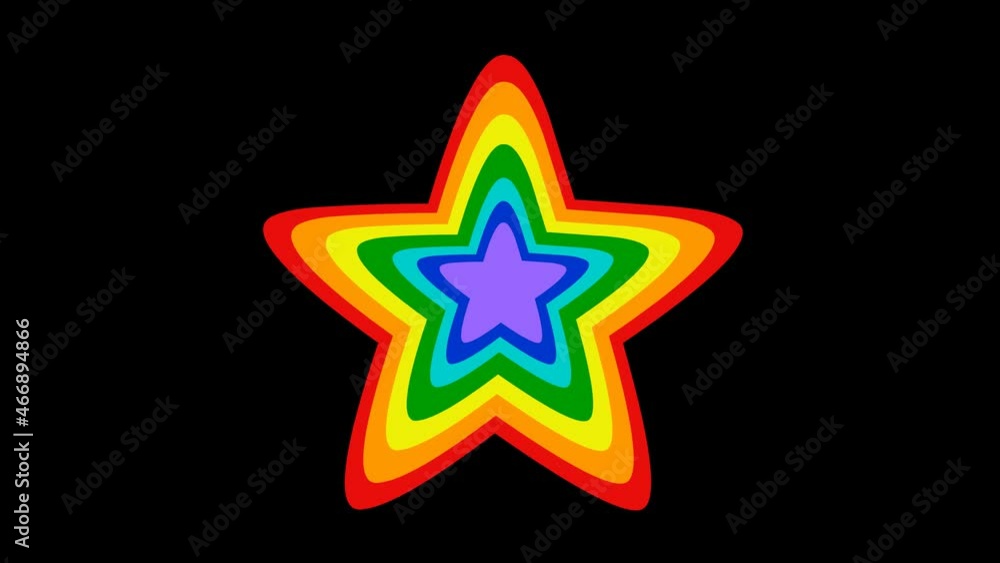 Loop animation of a star with the colors of the rainbow, on a ...
