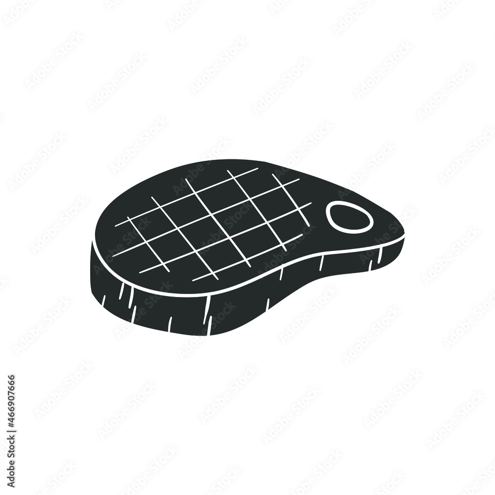 Grilled Meat Icon Silhouette Illustration. Bbq Beef Vector Graphic ...