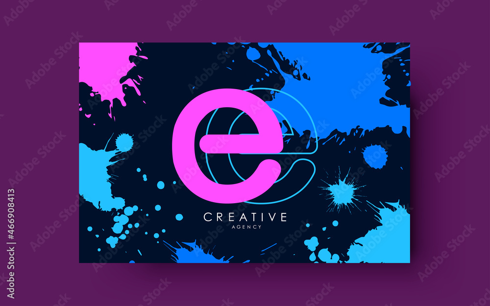 geometric EE logo on abstract colored paint splash background Image of ...