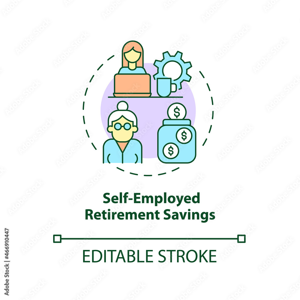 Self-employed retirement savings concept icon. Retirement plan option ...