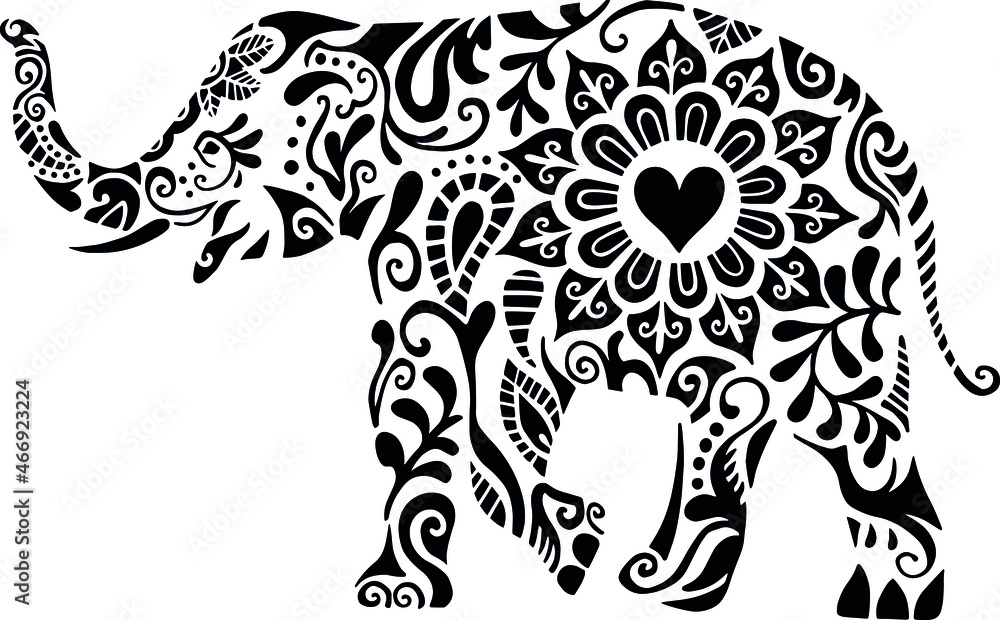 Mandala Elephant Vector Illustration set on white background. Perfect ...