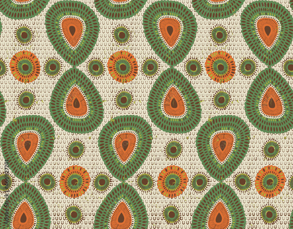 Seamless rotary repeatable textile print with leaves, leaf and sprig ...