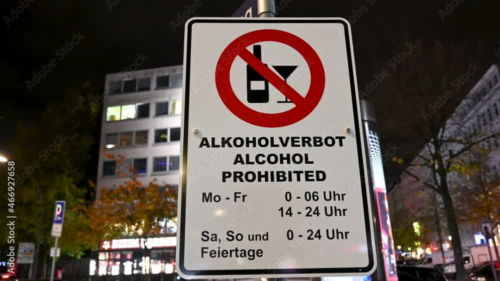 Alcohol drinking prohibited in public places. No alcohol sign in town ...