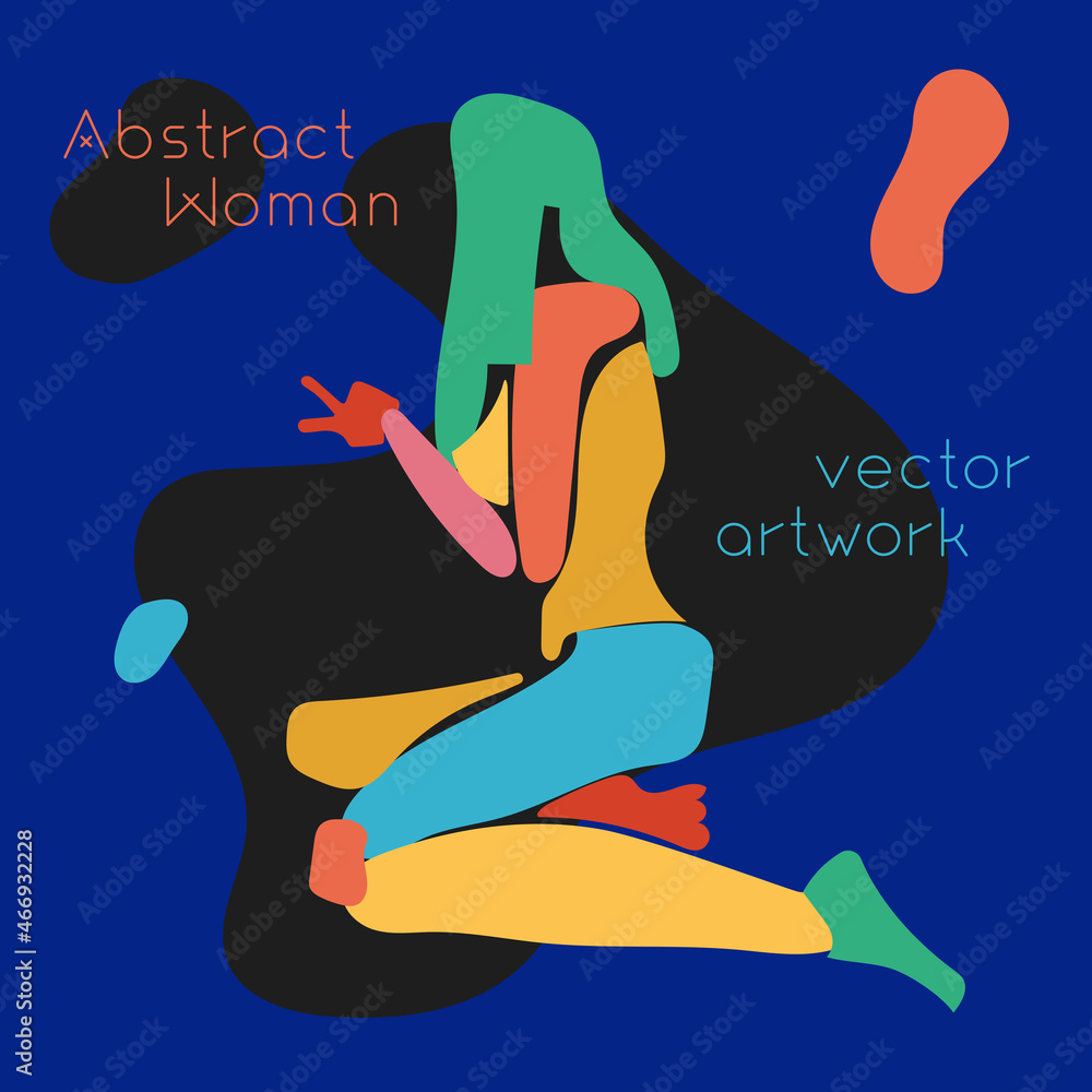 Abstract woman drawing. Naked surreal body illustration. Avant-garde ...