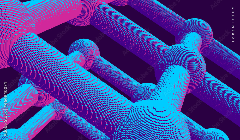 Molecular Lattice Or Nanotechnological Structure Futuristic Technology Style Low Poly Element