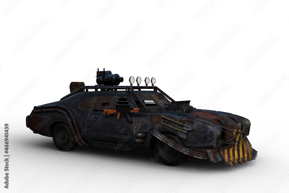 3D rendering of an armoured car from a fantasy zombie apocalypse world ...