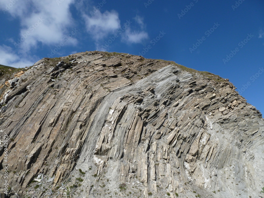 Geologic folding of African and European tectonic plate in the Alpes on ...