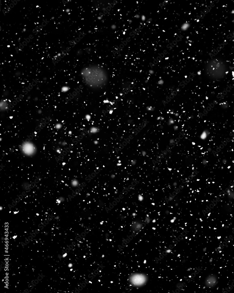 Snow falling on black background. Stock Photo | Adobe Stock