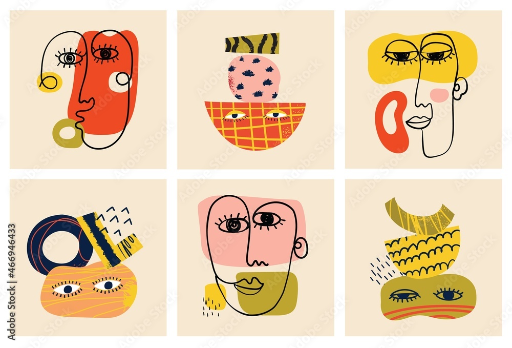 Big Set of Different colored Vector illustartion posters in Cartoon ...